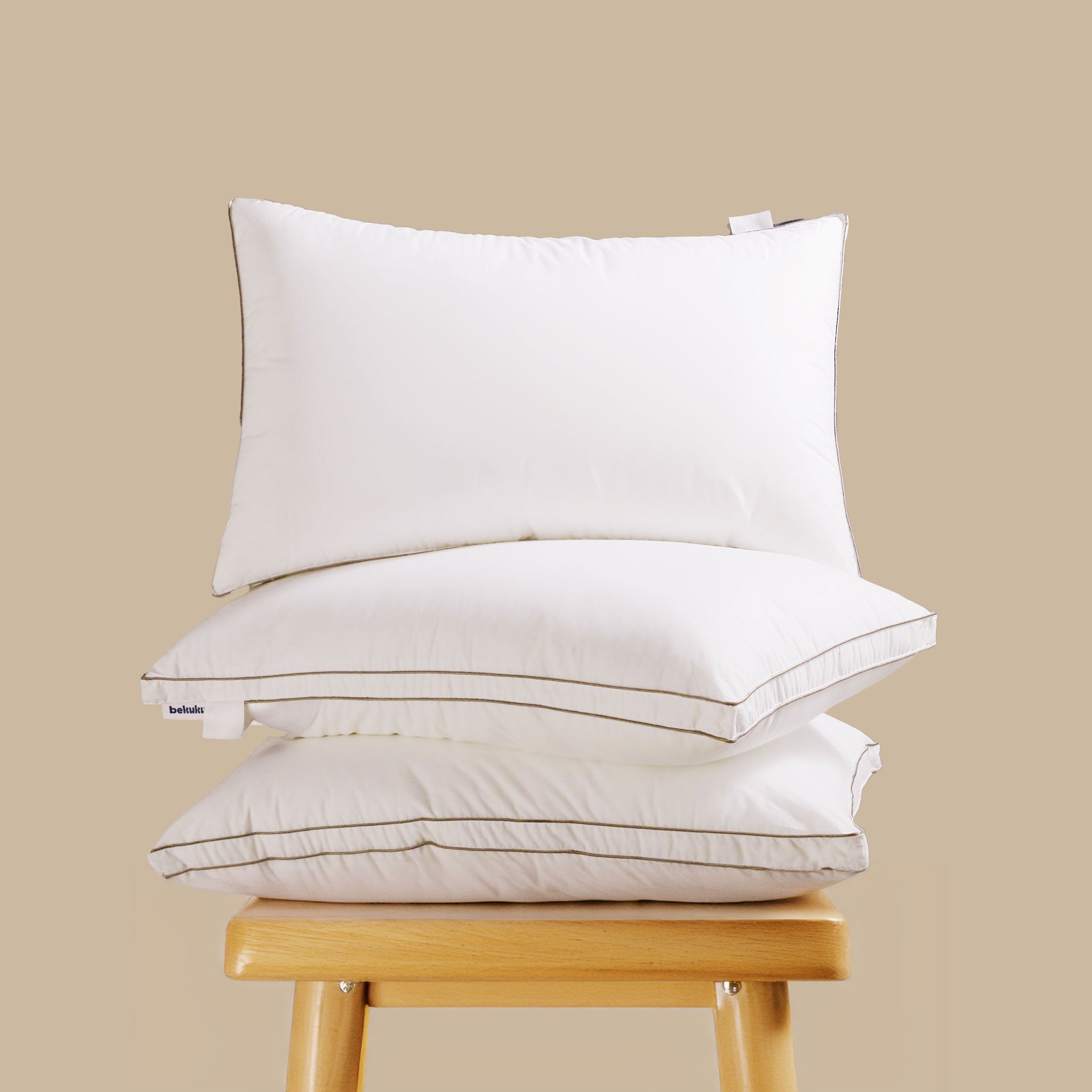 Luxury Silver piping White 100% Goose Down Pillow